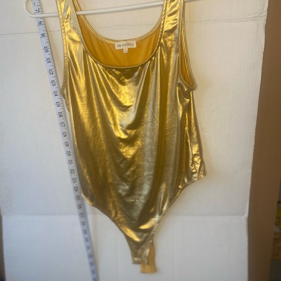 American Apparel | Tops | American Apparel Gold Metallic Bodysuit ...